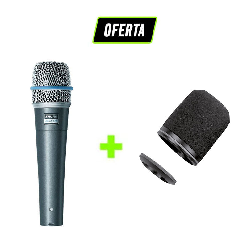 Kit Microfone BETA57A Condensador instrumentos + Windscreen - preto ...