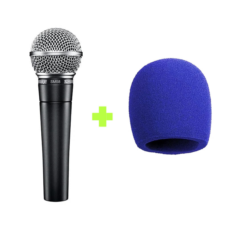 Kit Microfone Profissional SM58-LC + Windscreen Azul - Loja Shure